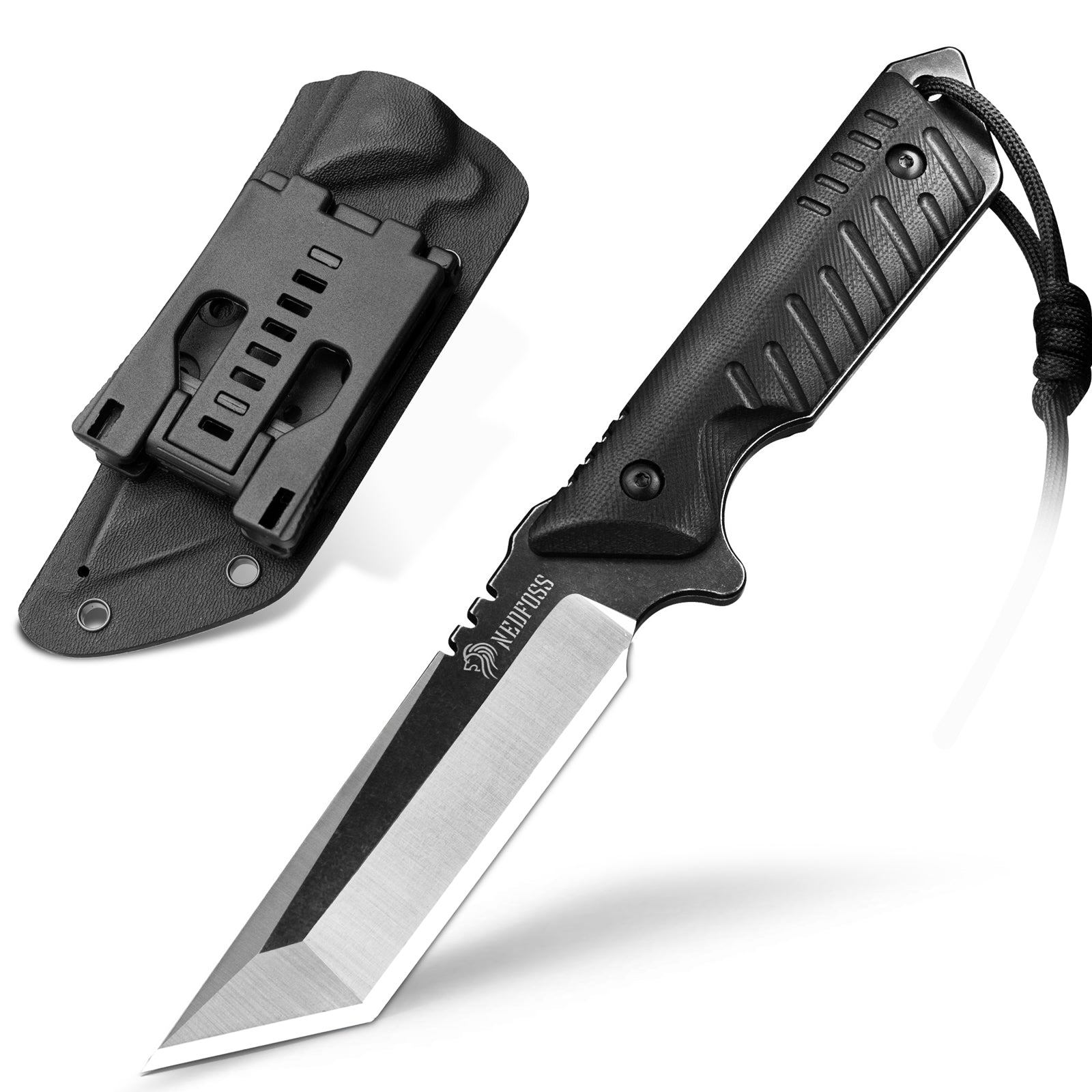 NEDFOSS DRAGON Tanto Outdoor Messer mit Kydex Holster, 10,4cm Full Tan ...
